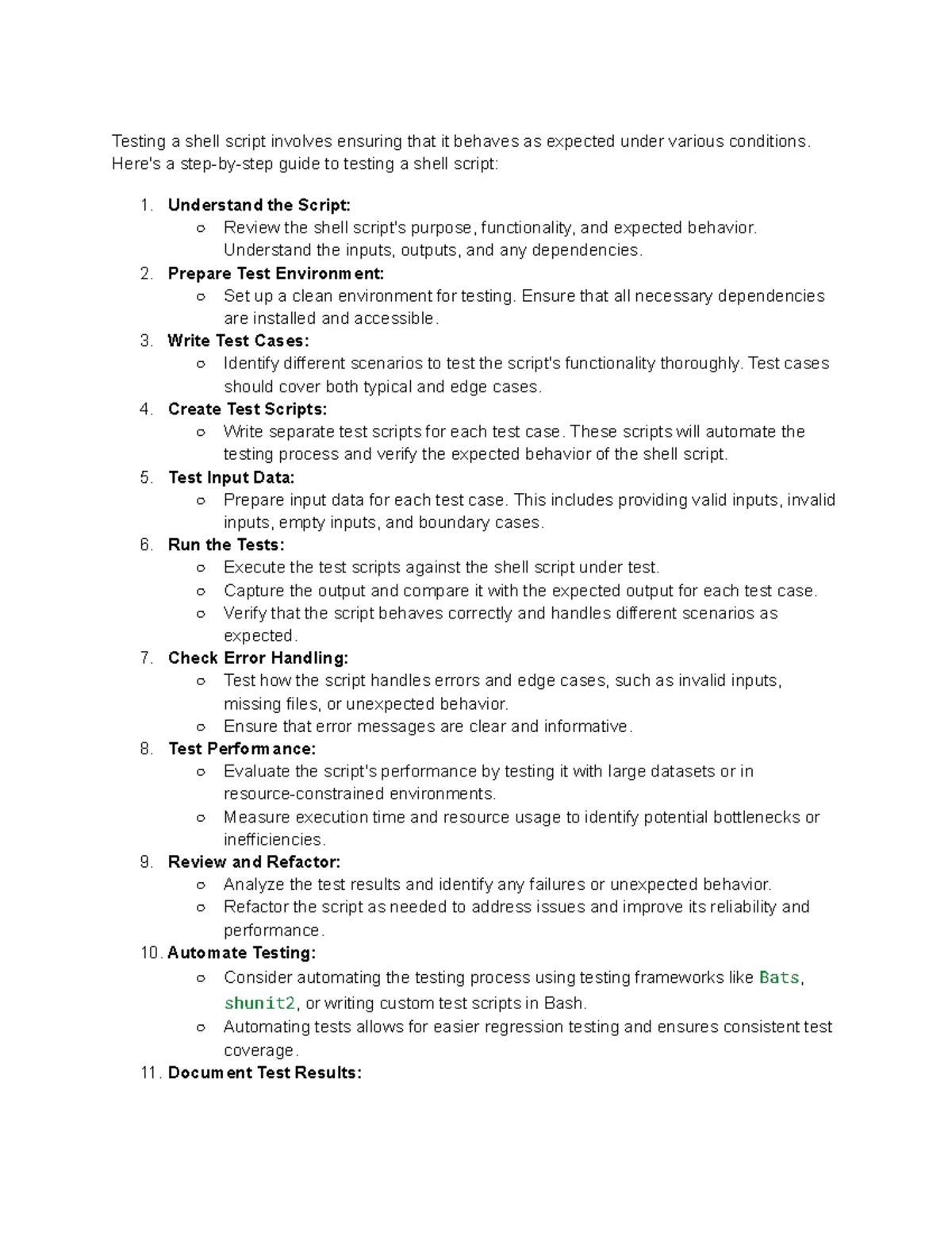 Testing A Shell Script Step By Step Testing A Shell Script Involves 0606
