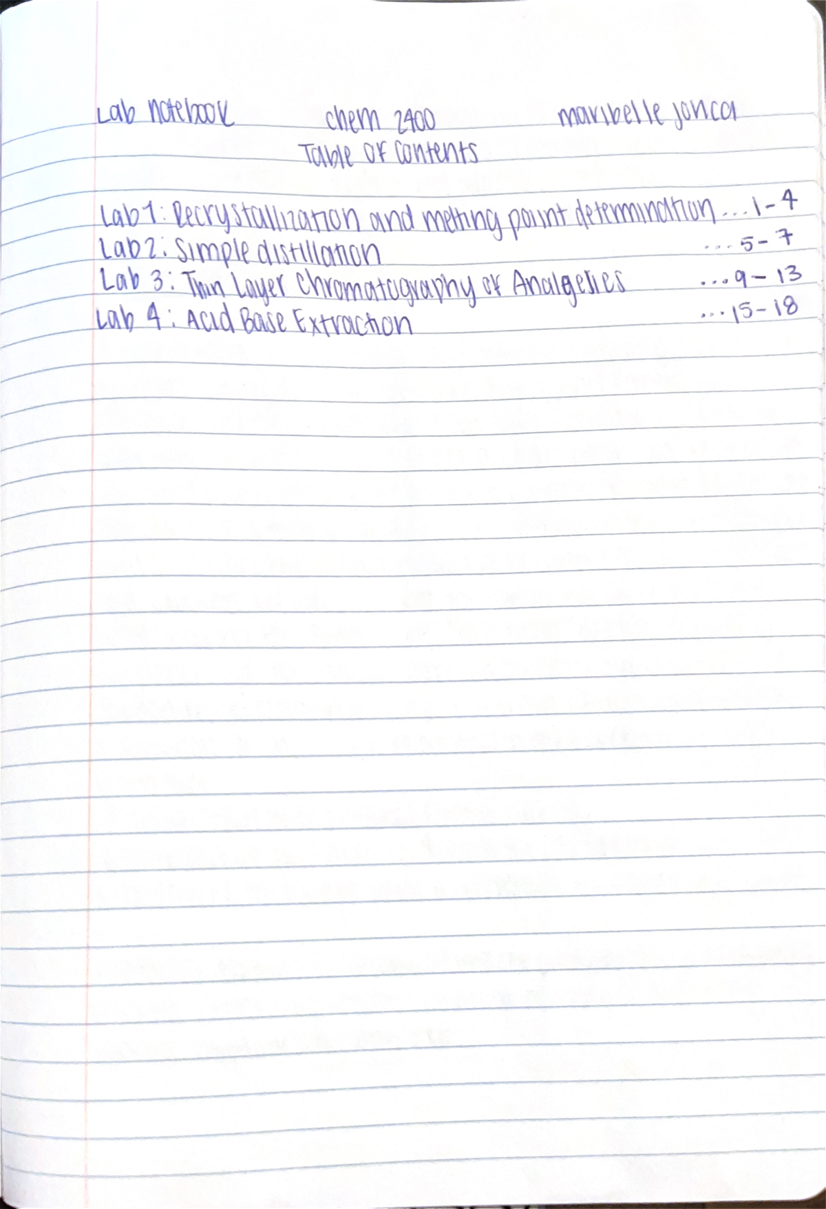 Lab 4 Pre lab Chem 2400 - Lab notebook chem 2400 maribelle jonca Table ...
