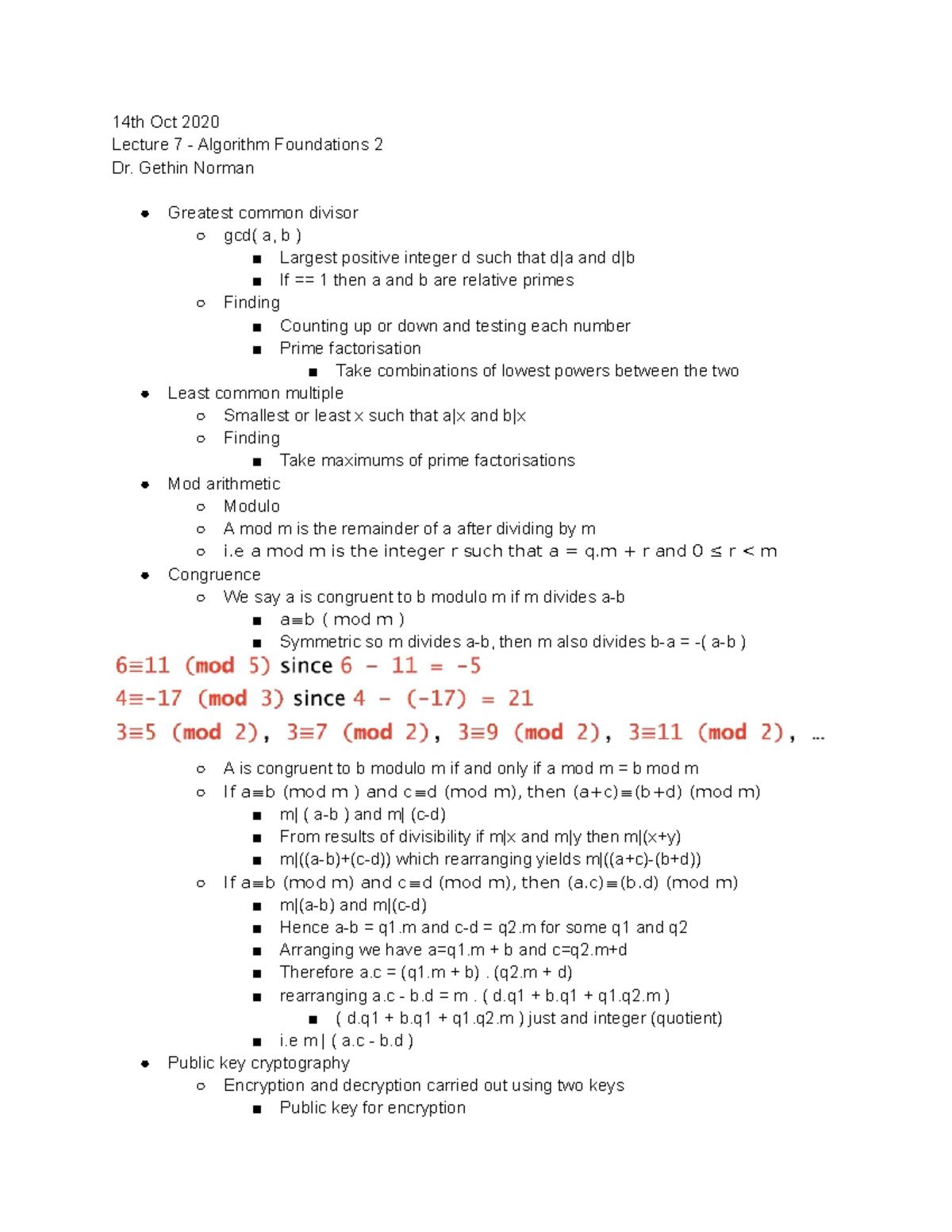 Algorithmic Foundations Lecture 7 14th Oct 2020 14th Oct 2020 Lecture 7 Algorithm