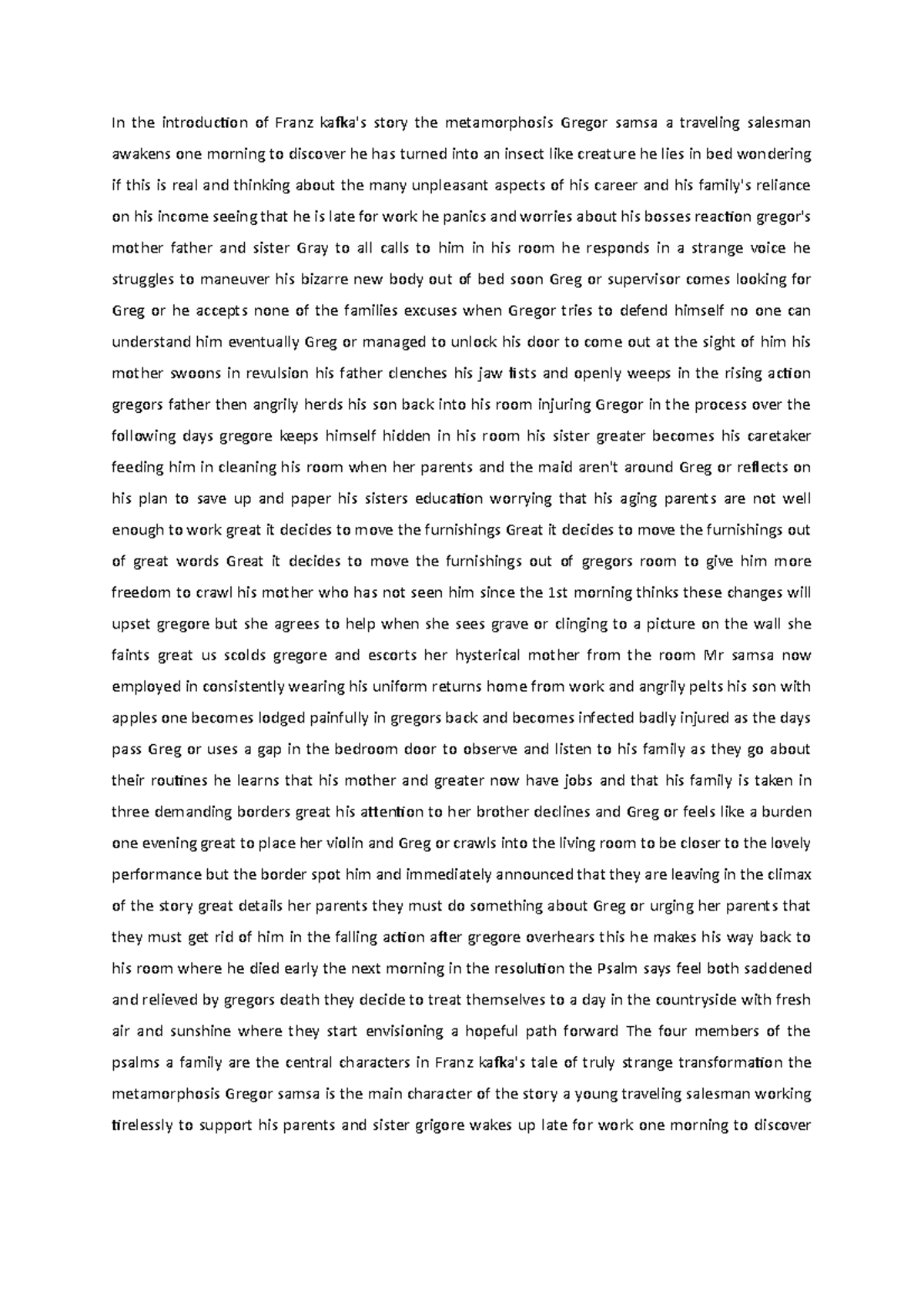 Meta - summary information - In the introduction of Franz kafka's story ...