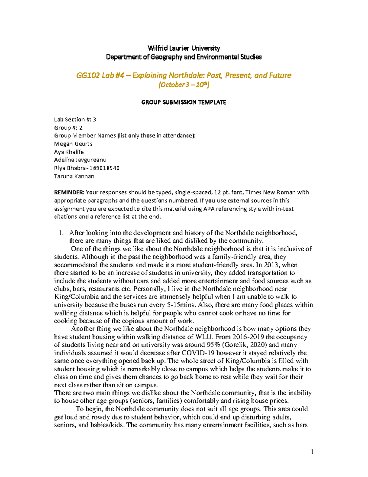 GG102 Lab #4 Group Submission Template - Wilfrid Laurier University ...