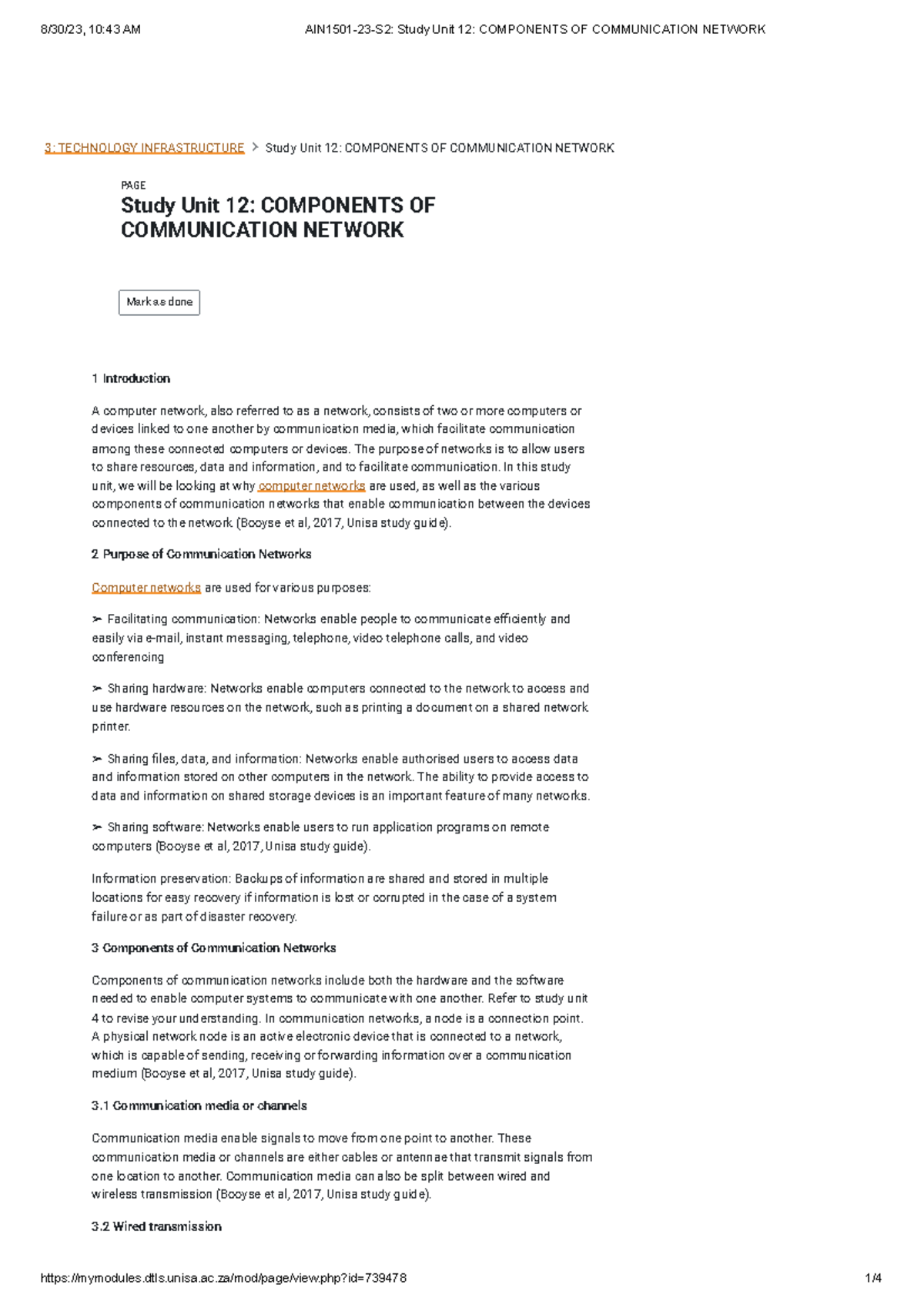 AIN1501-23-S2 Study Unit 12 Components OF Communication Network - 3 ...