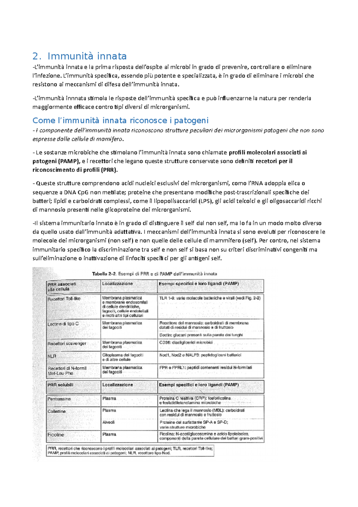 Immunologia tema 2 - 2. Immunità innata -L’immunità innata e la prima ...