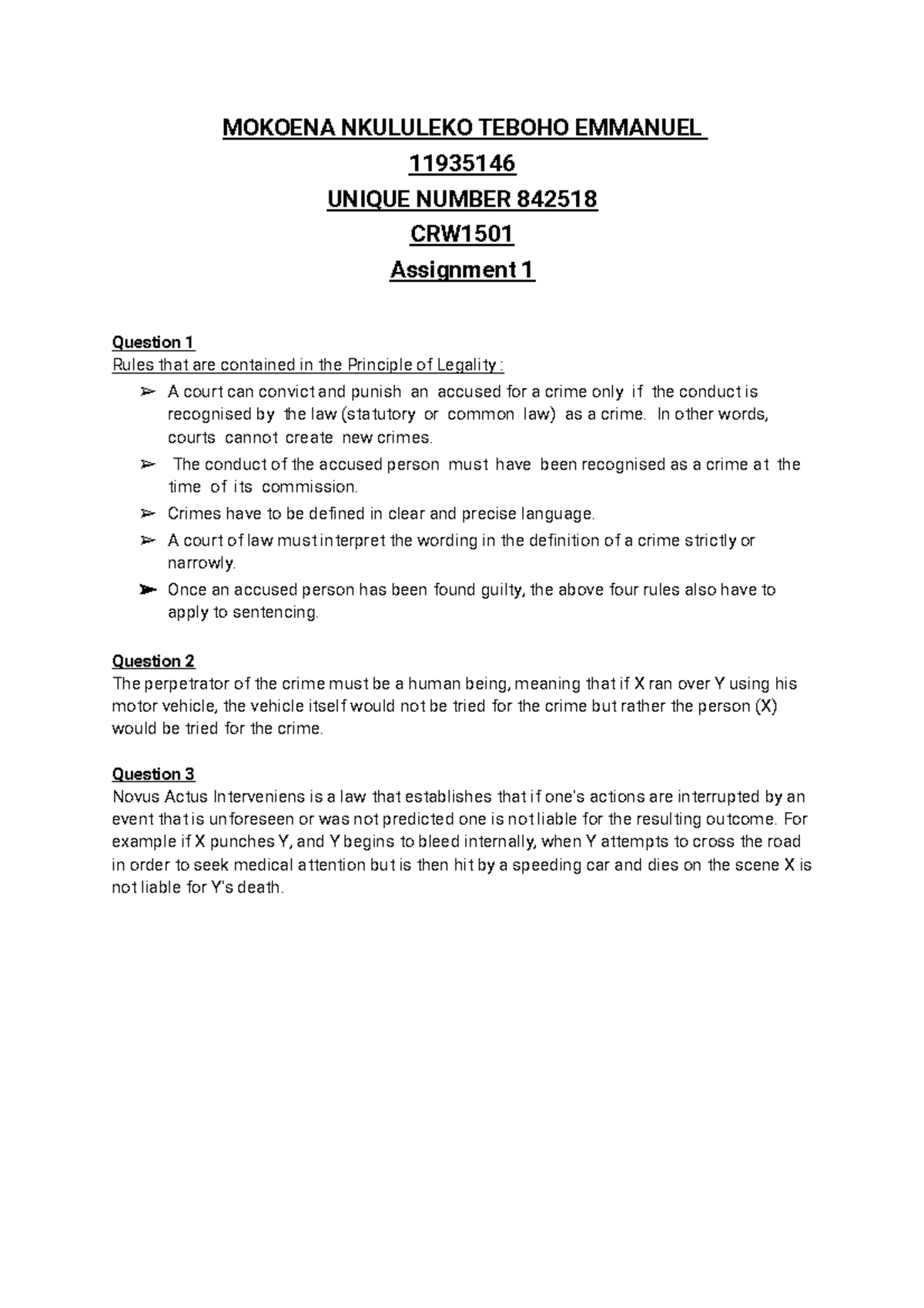 Crw assignment 1 - MOKOENA NKULULEKO TEBOHO EMMANUEL 11935146 UNIQUE ...