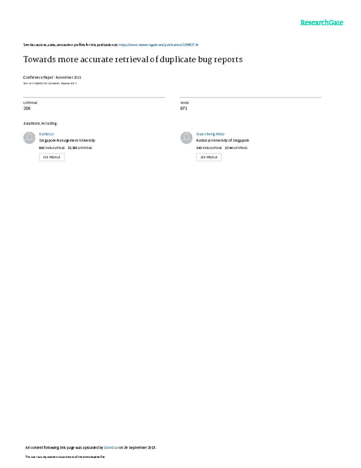Towards more accurate retrieval of duplicate bug r - See discussions, stats, and author profiles ...