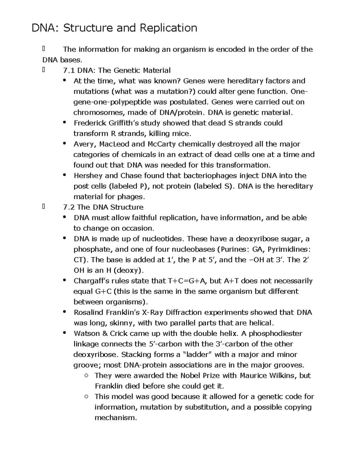 Test 2 Book Notes - Summary Genetics: a Conceptual Approach - DNA ...
