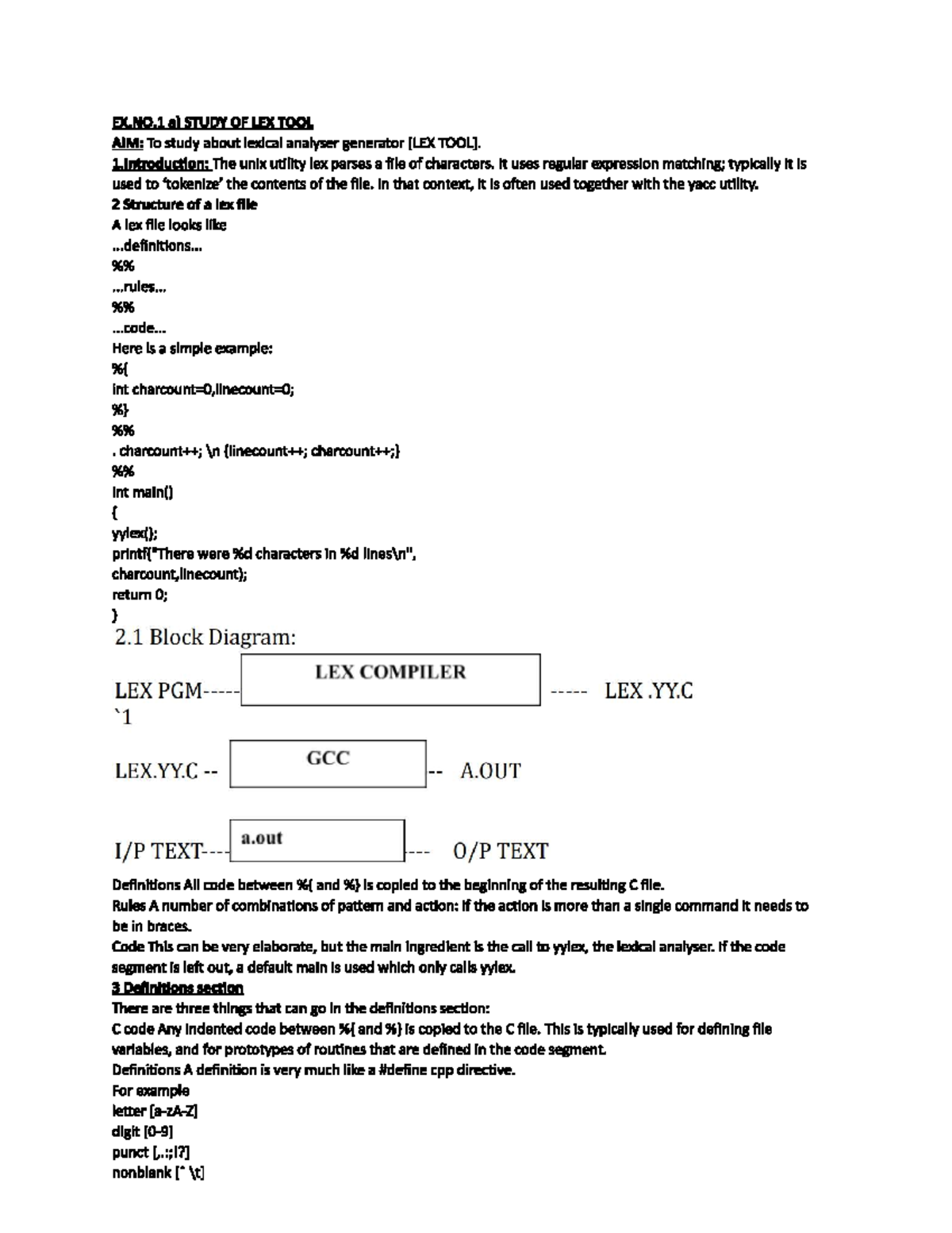 Compiler Design (01-12(Experiments)) - d[x]=ch; printf("\n %c \t %d \t ...