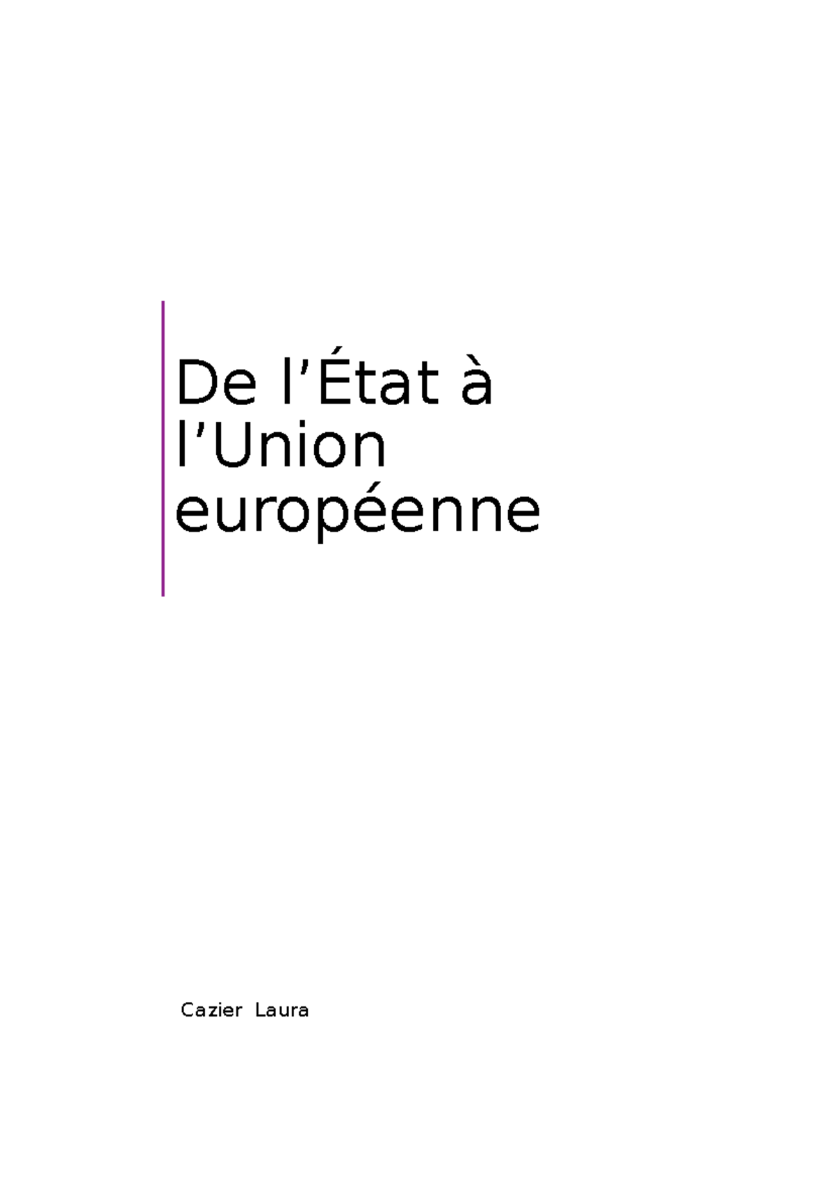 De l'Etat à l'Union européenne - notes - De l’État à l’Union européenne ...