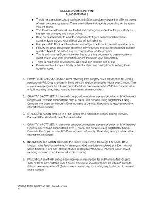 Blue print 2 - Basic medical math - Nursing Program Medication ...