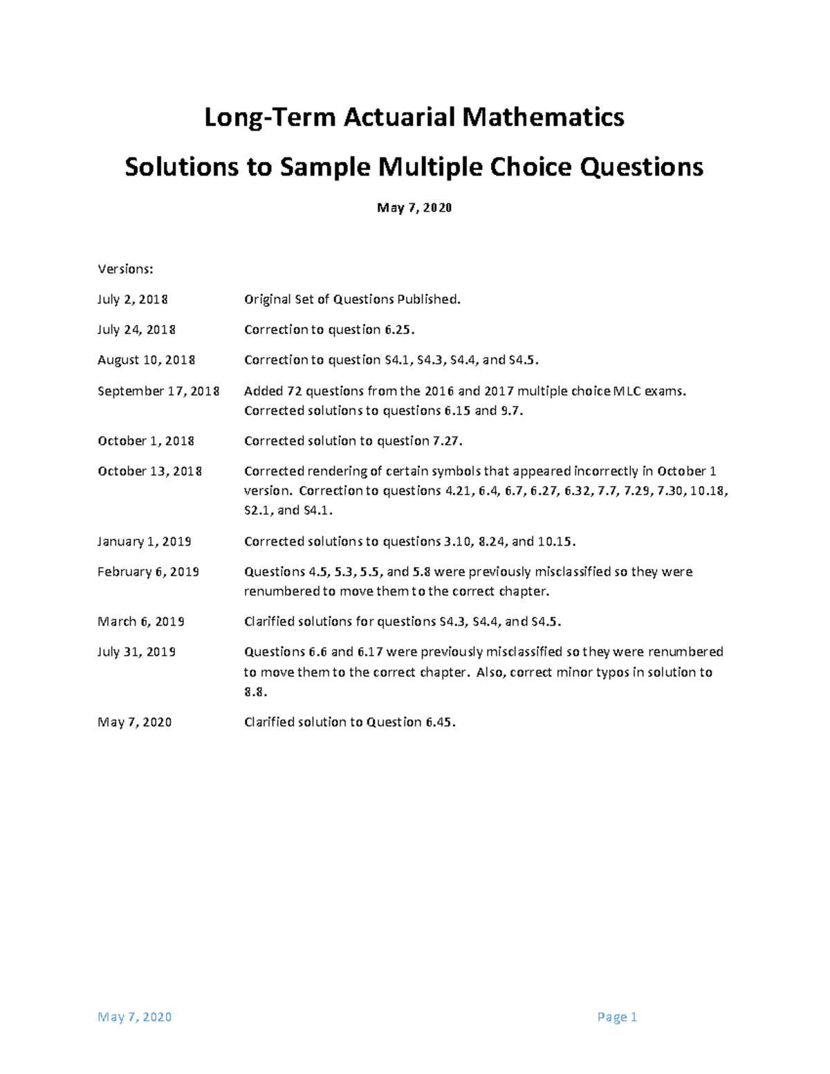 Edu spring ltam sol - Long-Term Actuarial Mathematics Solutions to ...