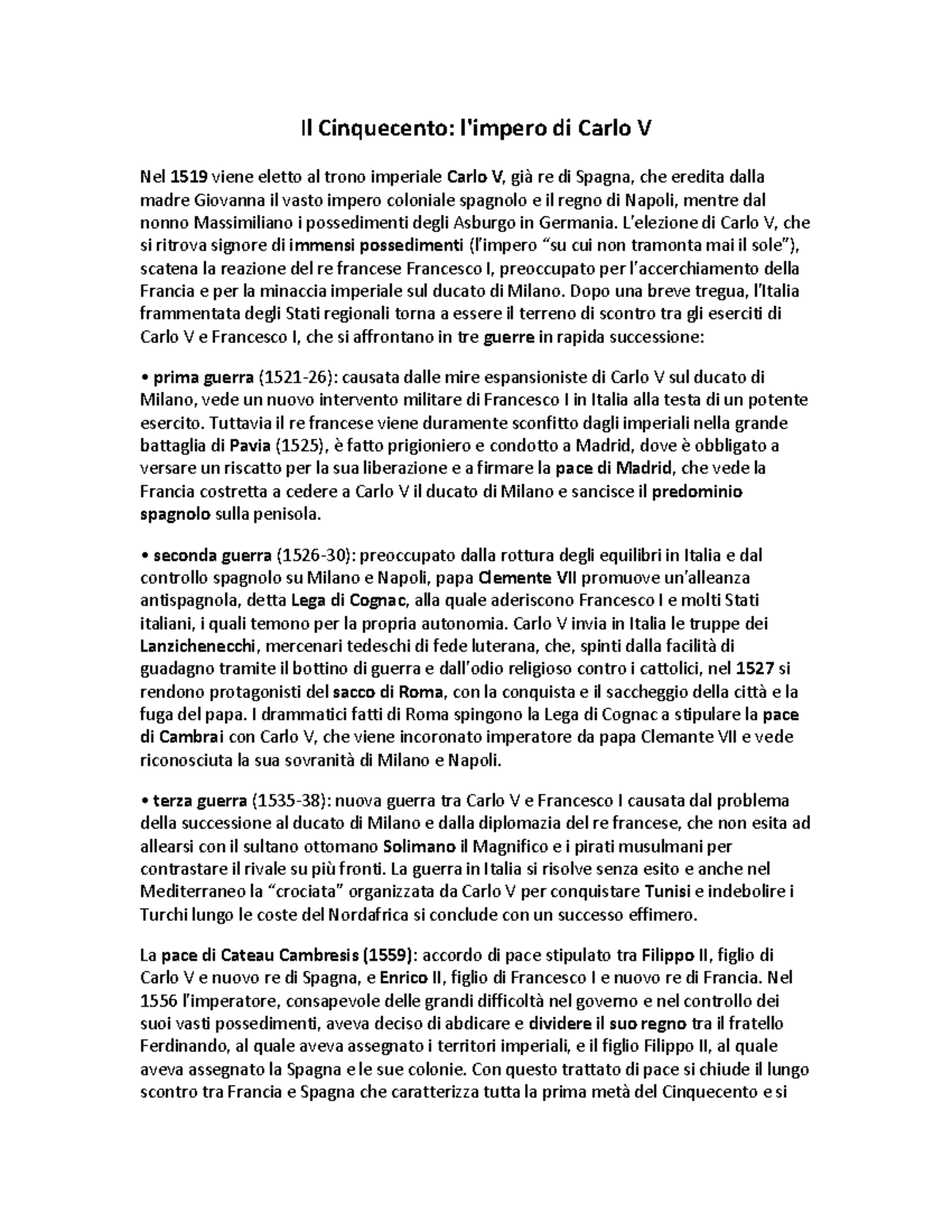 Il Cinquecento - Appunti Storia - Il Cinquecento: l'impero di Carlo V ...