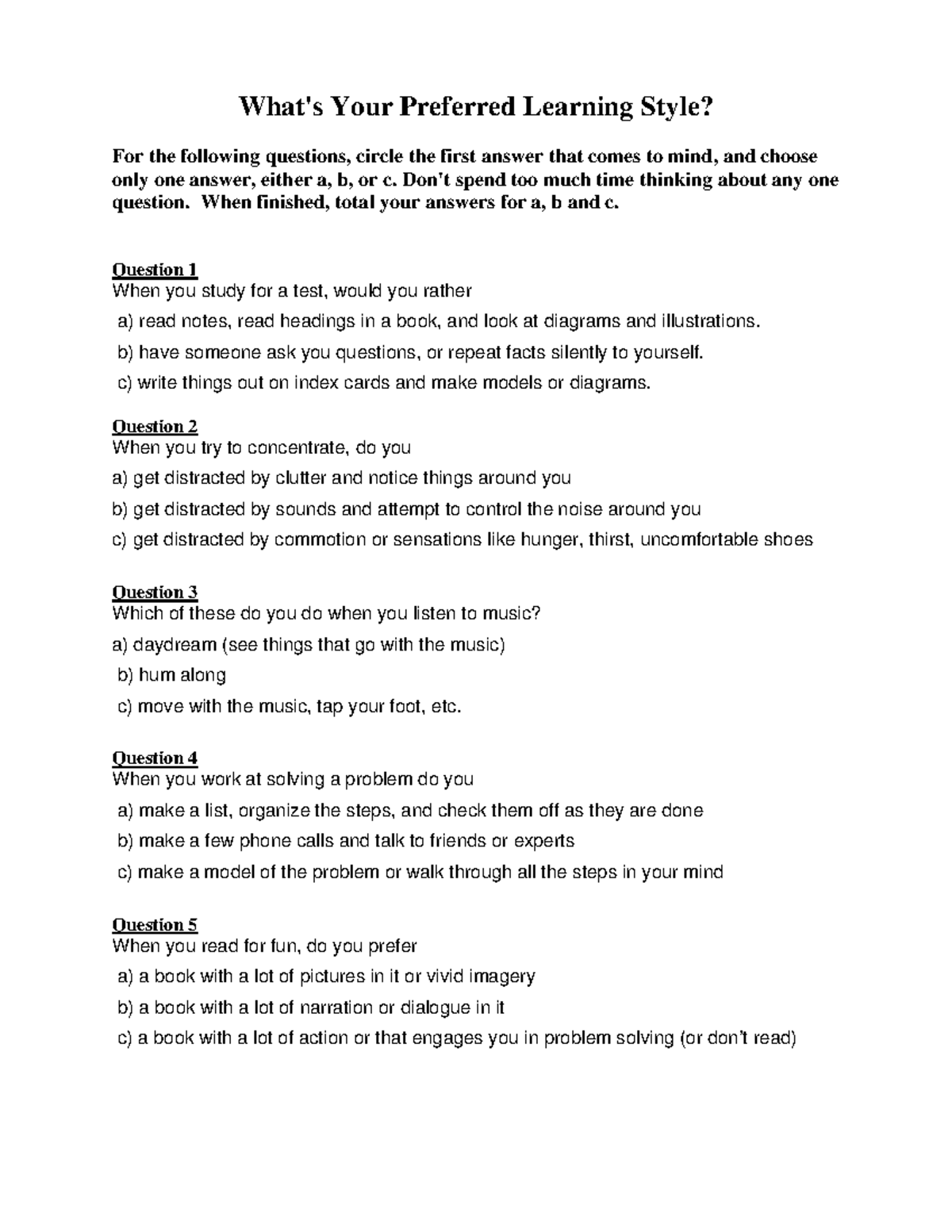 Learning-styles-assessment - What's Your Preferred Learning Style? For ...