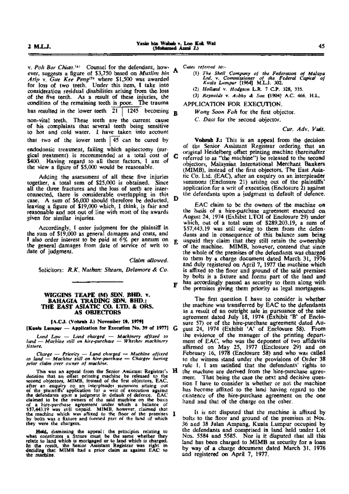 Wiggins Teape (M) SDN BHD v Bahagia Trading SDN BHD; THE EAST Asiatic ...