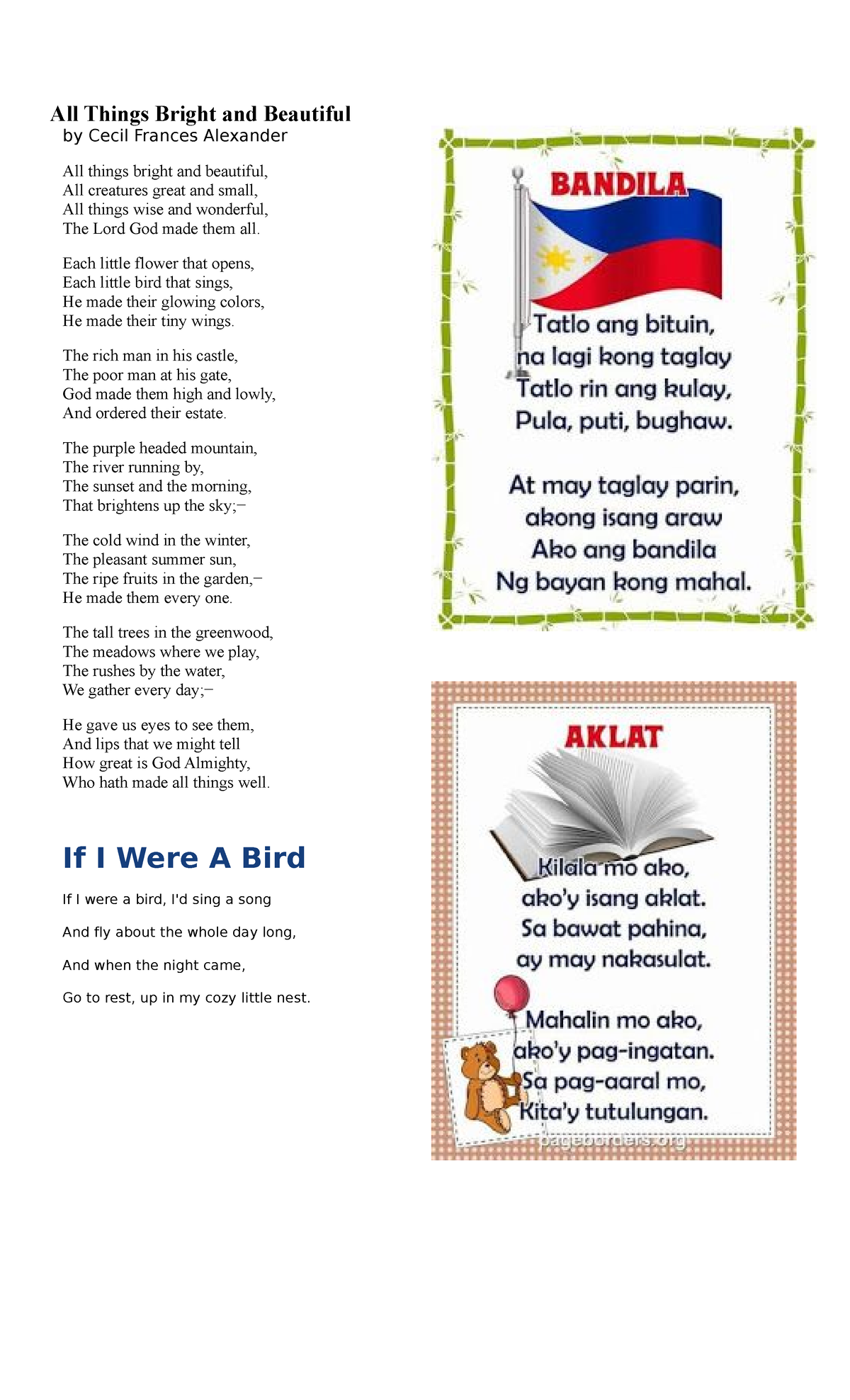 Poems - All Things Bright and Beautiful by Cecil Frances Alexander All ...