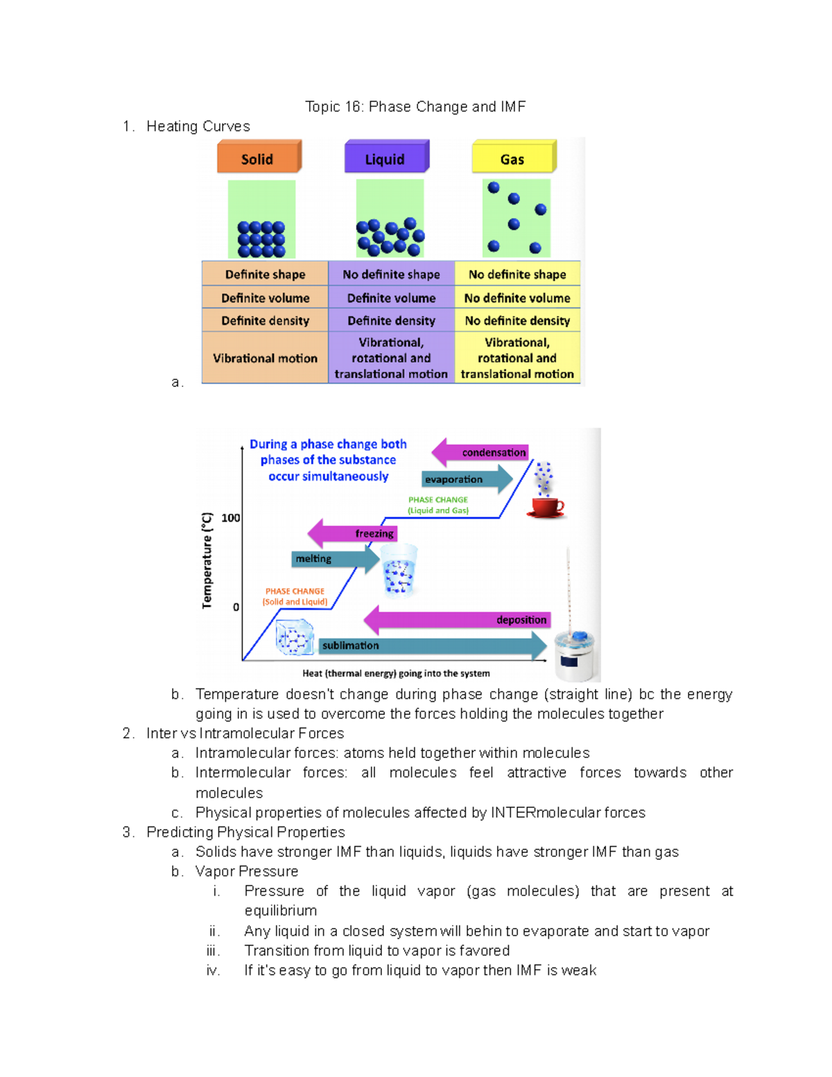 Topic 16 Phase Change and IMF - b. Temperature doesn’t change during ...