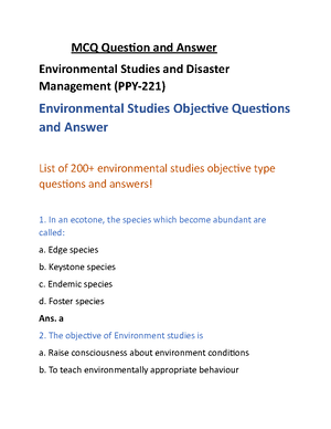 Environment CAP-2023 - Environmental Studies And Disaster Management ...