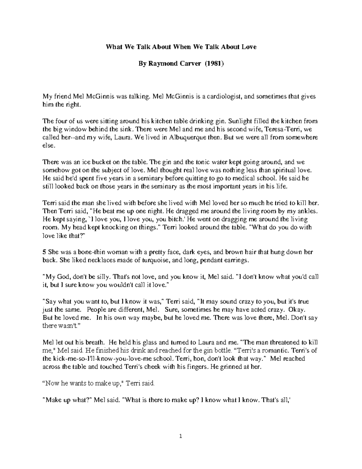 Carver. new.2. What-We-Talk-About-When-We-Talk-About-Love - What We ...