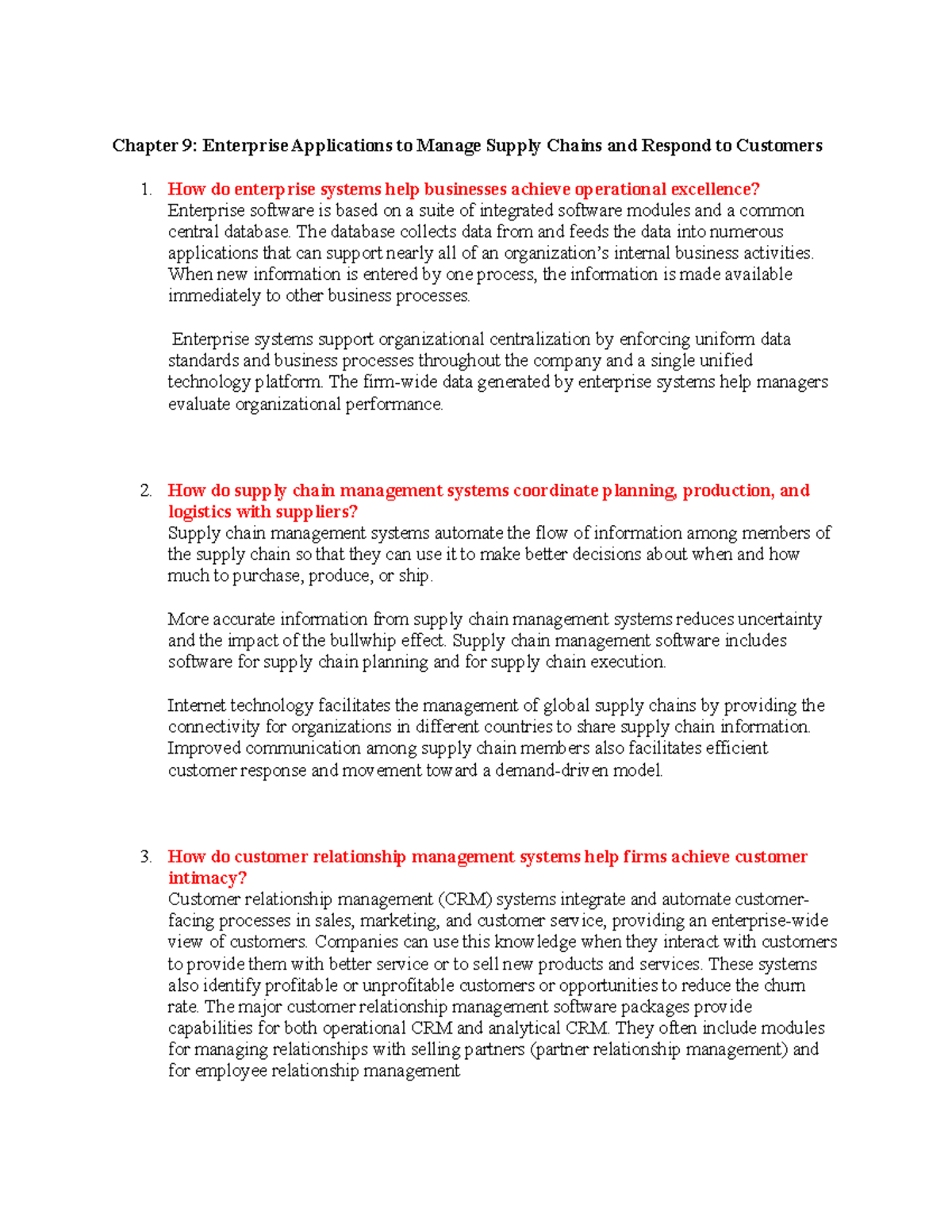 Chaps summary - Lecture notes 1,2,3 - Chapter 9: Enterprise ...