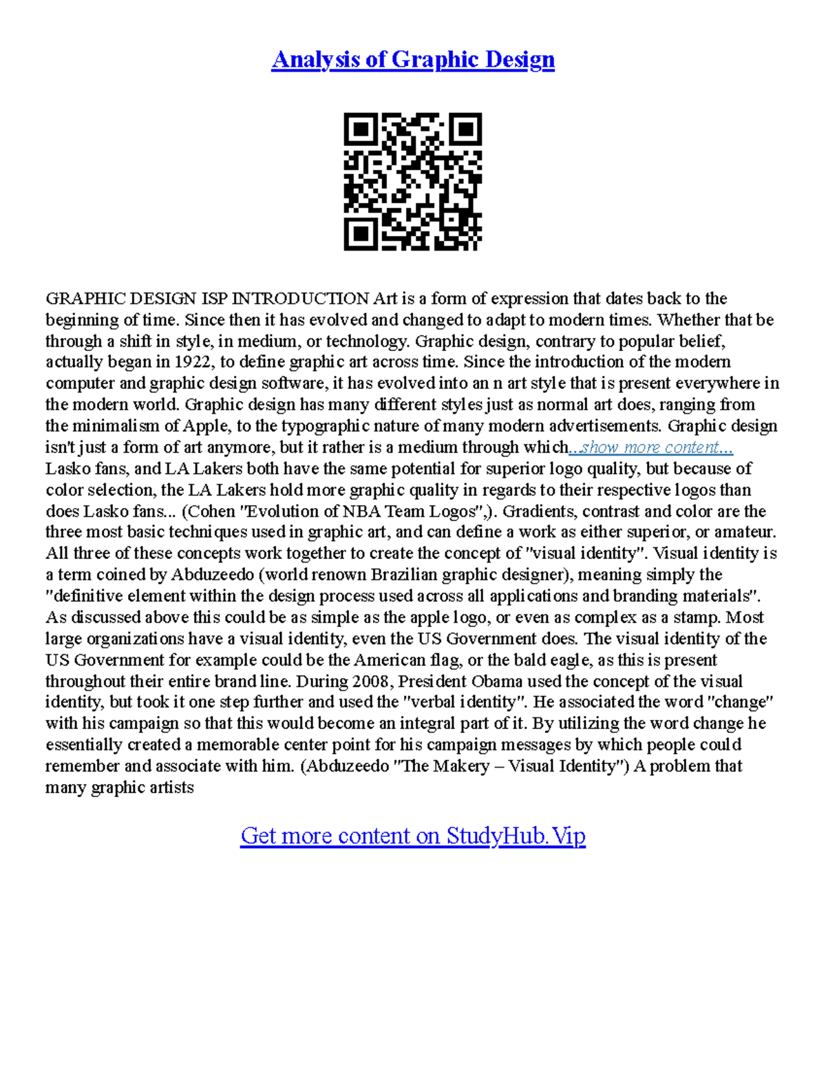 Graphic Design Essay - Analysis of Graphic Design GRAPHIC DESIGN ISP ...