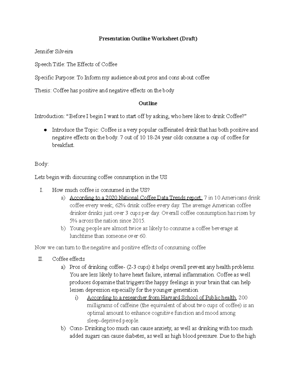 Presentation Outline Worksheet (Draft) - Presentation Outline Worksheet ...