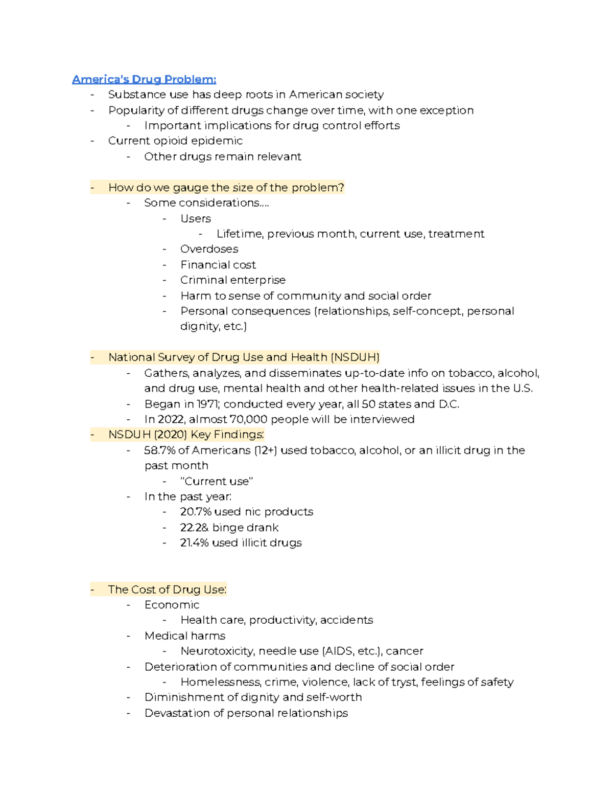 Controlled Substances Notes - America’s Drug Problem: - Substance use ...