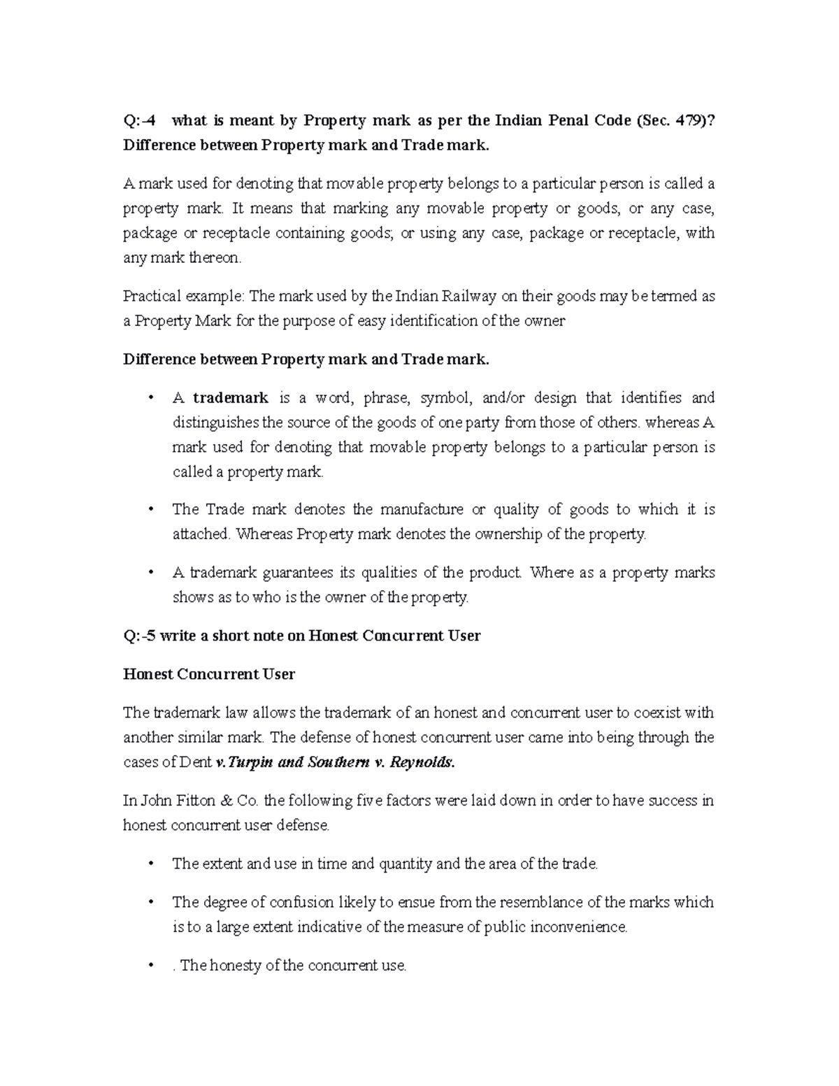 IPR LECT 8 1 - IPR LECT 8 1 - Q:-4 what is meant by Property mark as ...