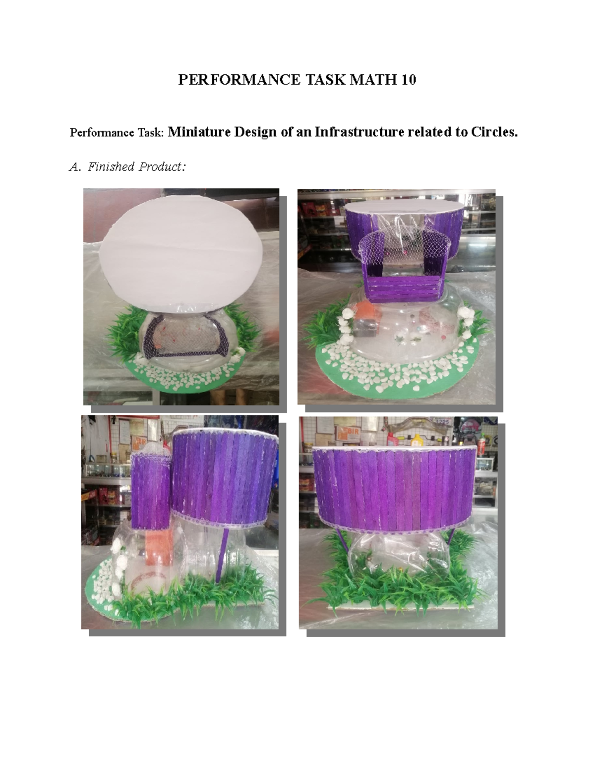 Math 2nd quarter performance task - PERFORMANCE TASK MATH 10 ...