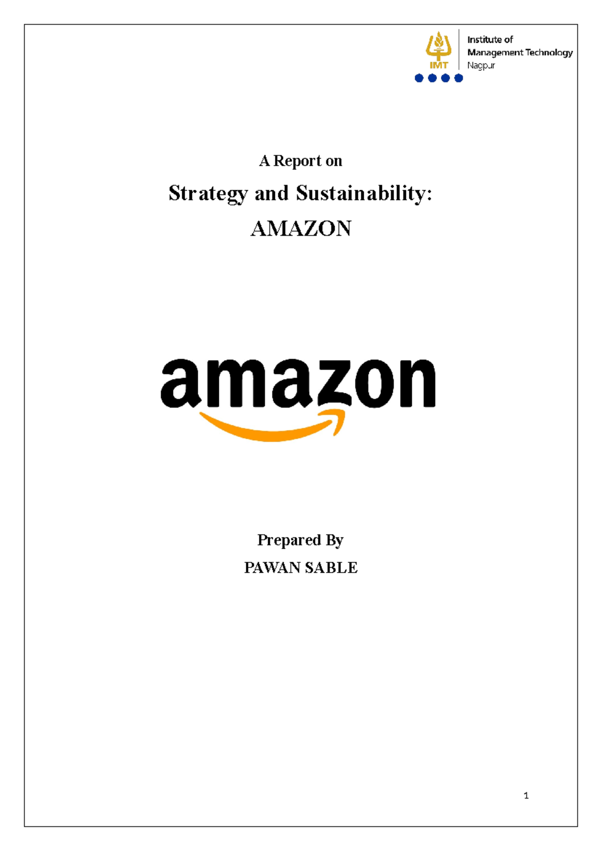 Pawan Sable - A Report on Strategy and Sustainability: AMAZON Prepared ...