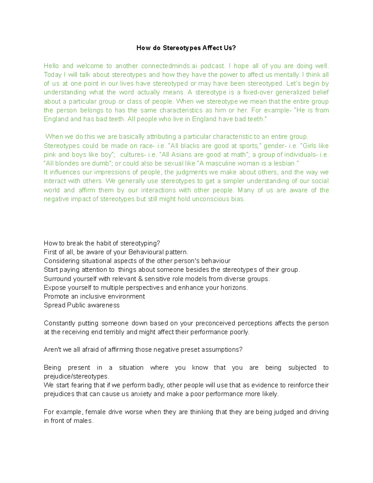 How stereotypes affect us - How do Stereotypes Affect Us? Hello and ...