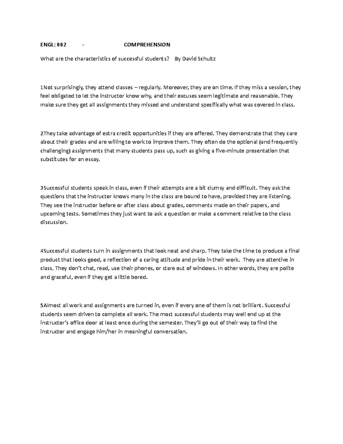 Comprehension - Notes - ENGL: 002 - COMPREHENSION What are the ...