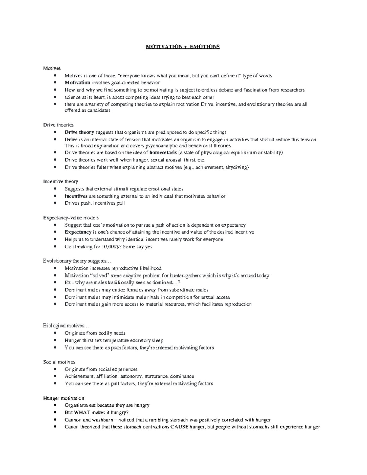 Motivation - • Drive theories falter when explaining abstract motives ...