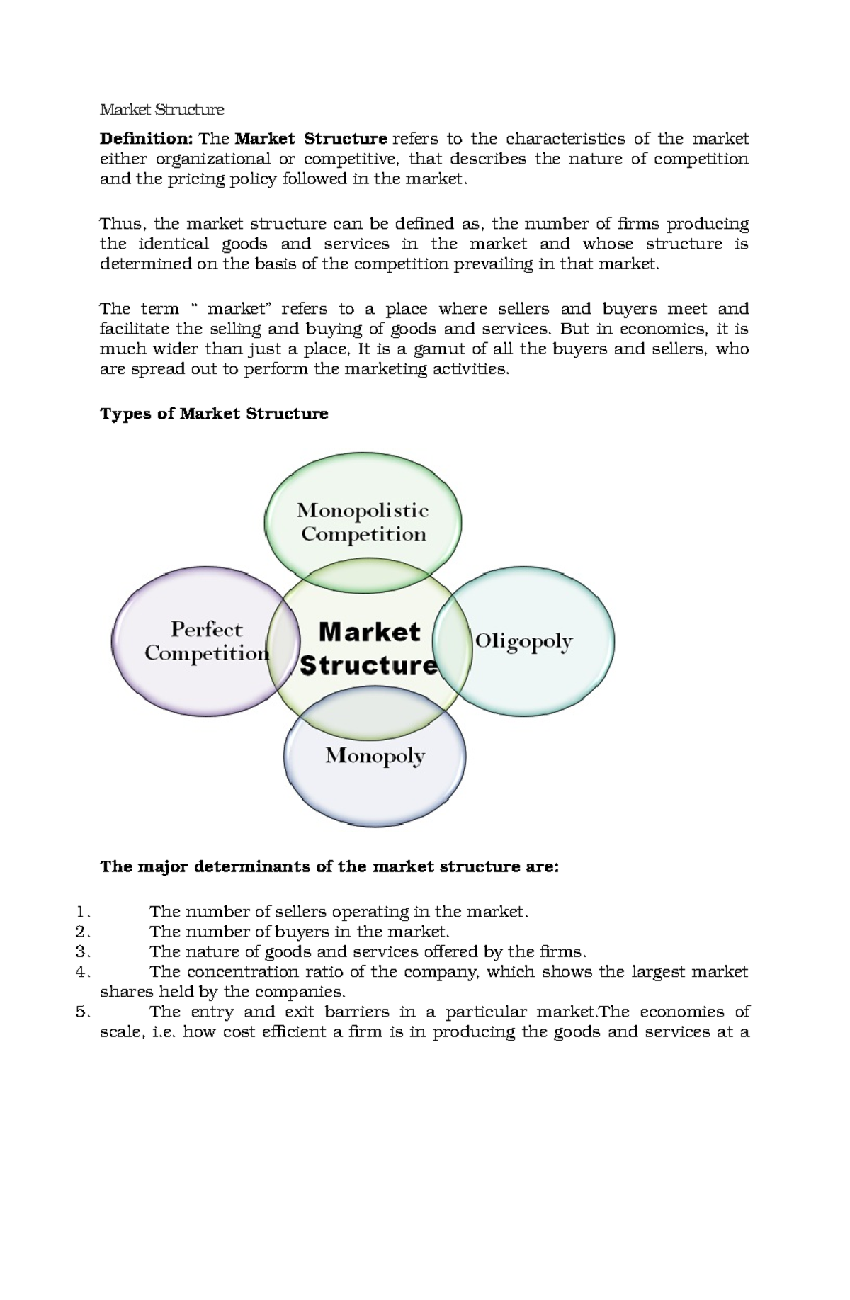 Week 9 a nd 10 - lec - Market Structure Deinition: The Market Structure ...