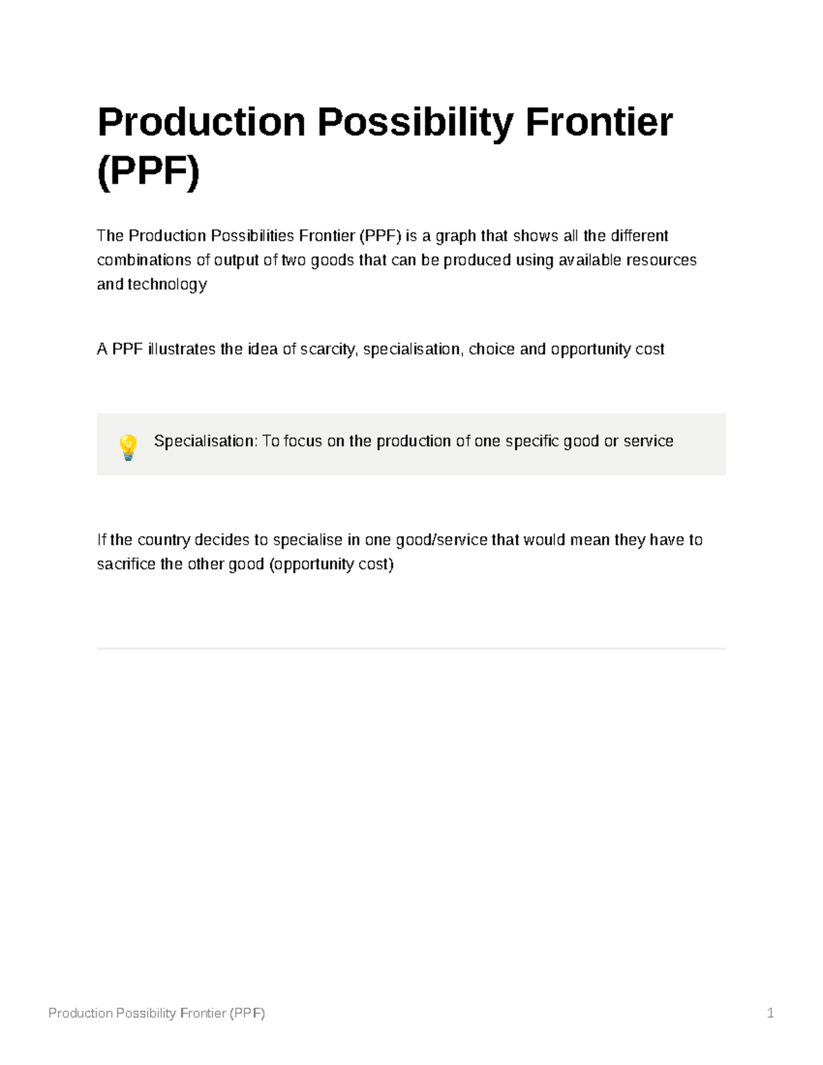 Production Possibility Frontier (PPF) - butter and tanks) Inefficient ...