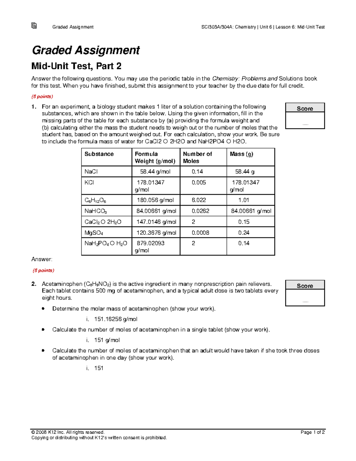 1085086 1 - about chemicals. - Graded Assignment SCI303A/304A ...