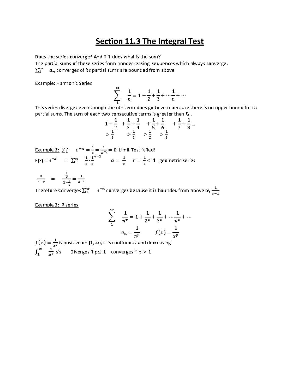 11 - Introduction to Astronomy. - Section 11 The Integral Test Does the ...