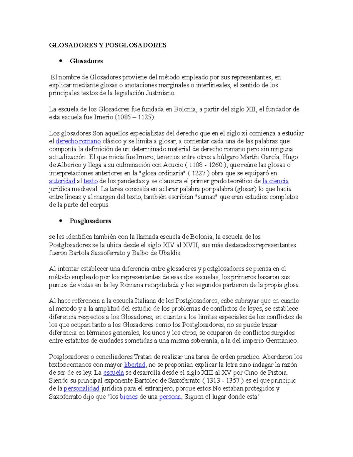 Glosadores y Posglosadores - GLOSADORES Y POSGLOSADORES Glosadores El ...