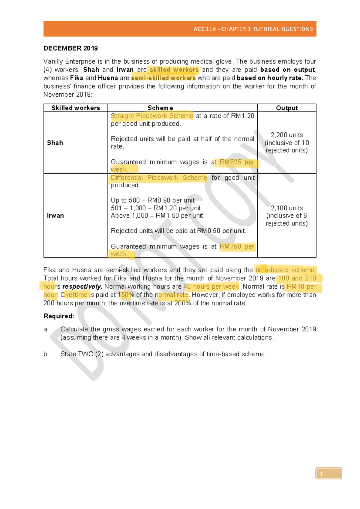ACC116 Chapter 3 - Tutorial Questions - DECEMBER 2019 Vanilly Enterprise is in the business of ...