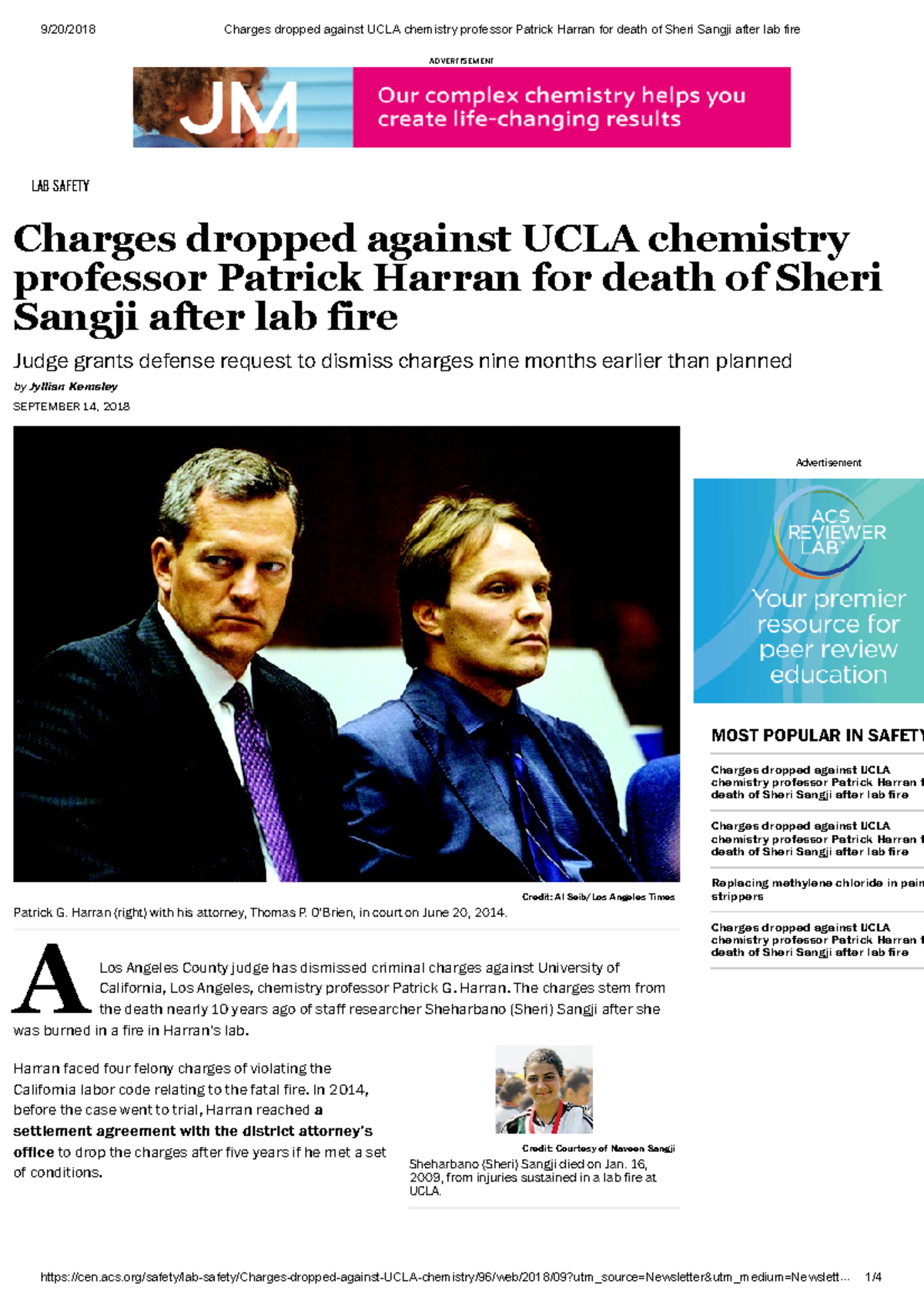 Week 1 Charges dropped against UCLA chemistry professor Patrick Harran ...