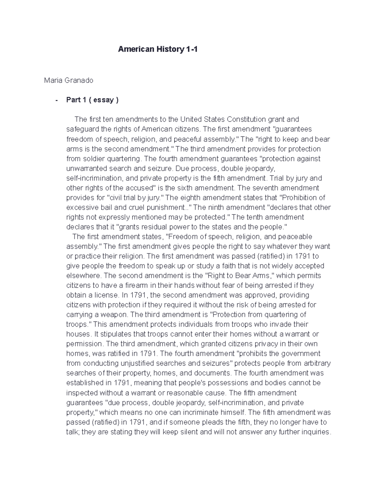 American History 1-1 - American History 1- Maria Granado - Part 1 ...