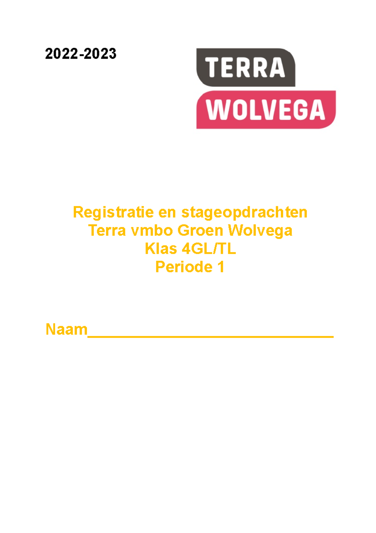 Stageboekje KLAS 4GL 1e periode 2223 - 2022- Registratie en ...