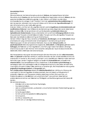PTV III Zusammenfassung - **Drei Wellen der Verhaltenstherapie ...