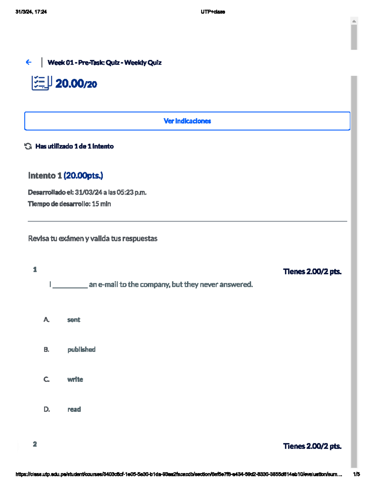 Week 01 - Pre-Task Quiz - Weekly quiz - ingles IV - Studocu