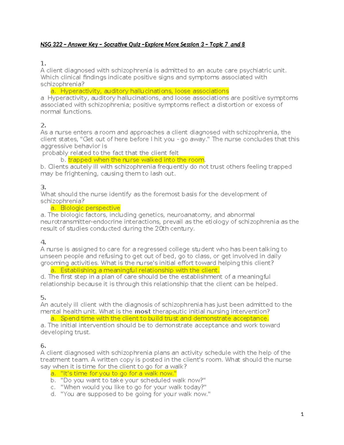 NSG 322 Socrative Answer KEY Exam 3 Explore More Session - NSG 322 ...