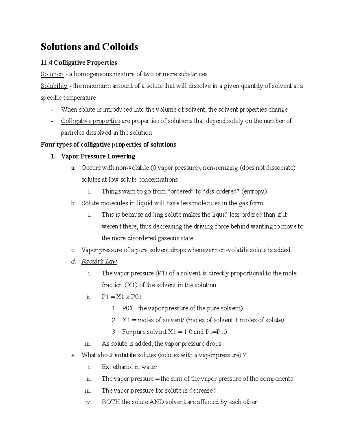 CHM1046 Colligative Properties - Solutions and Colloids 11 Colligative ...