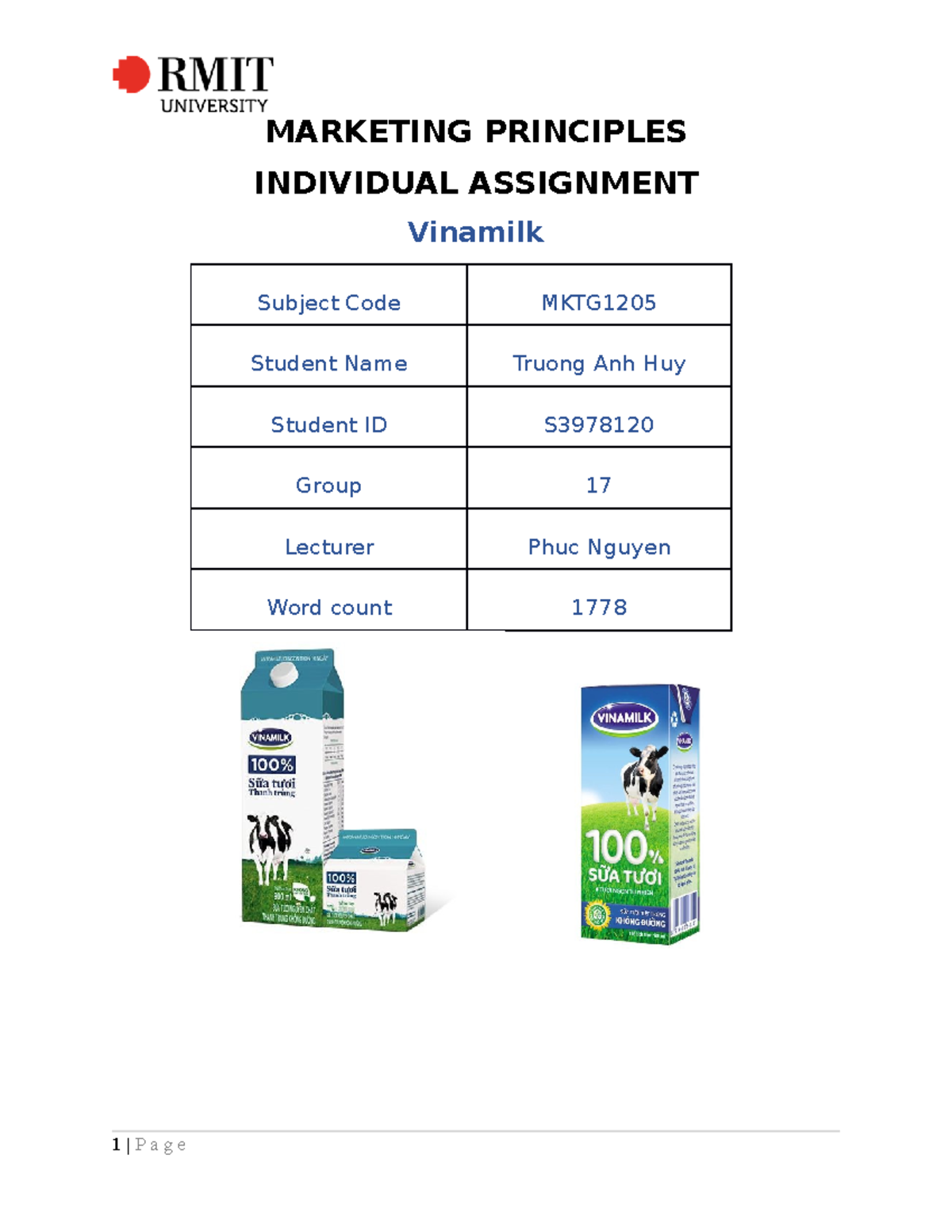 SGS Trương Anh Huy S3978120 - MARKETING PRINCIPLES INDIVIDUAL ...