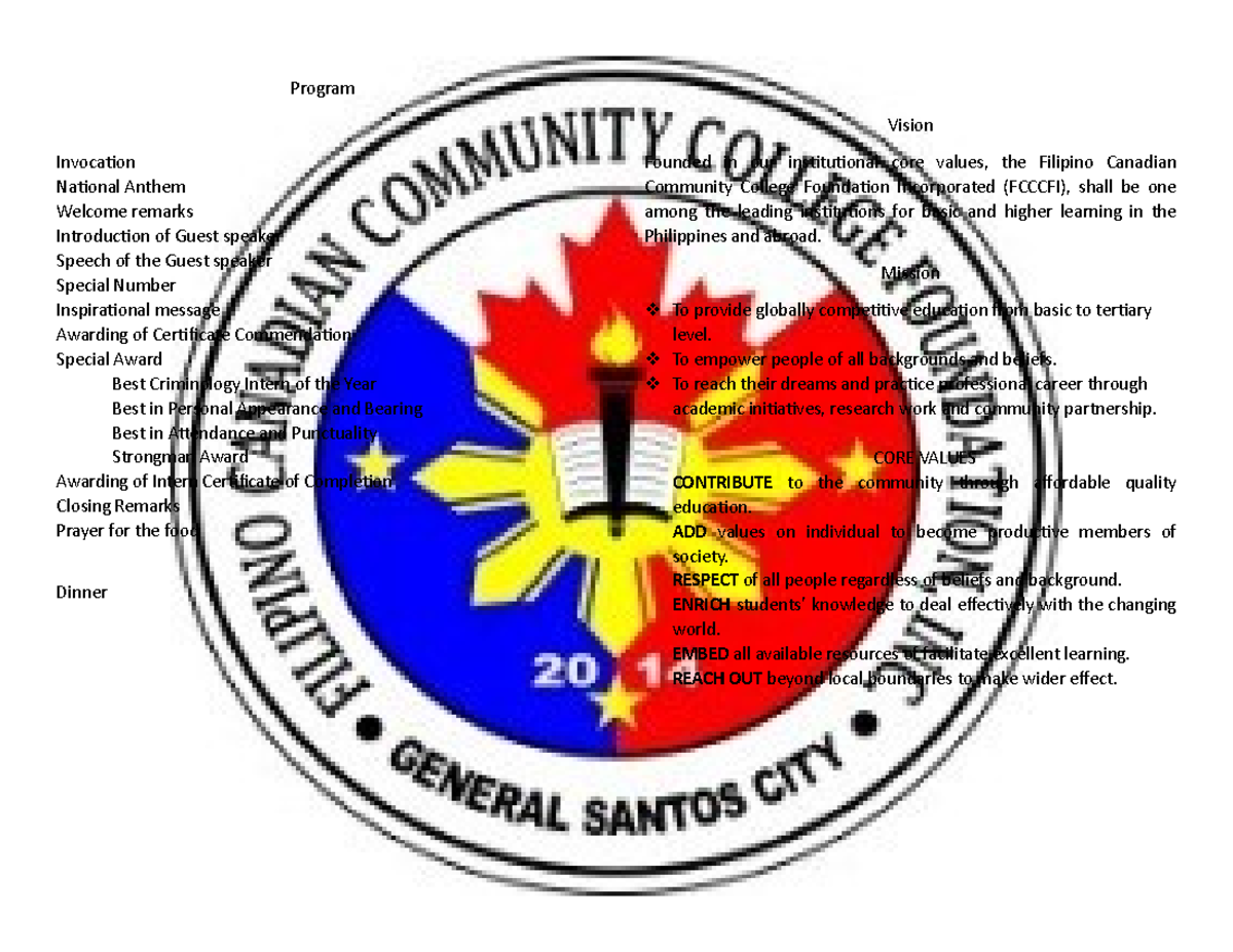 Intern-Recognition-Program - Program Invocation National Anthem Welcome ...