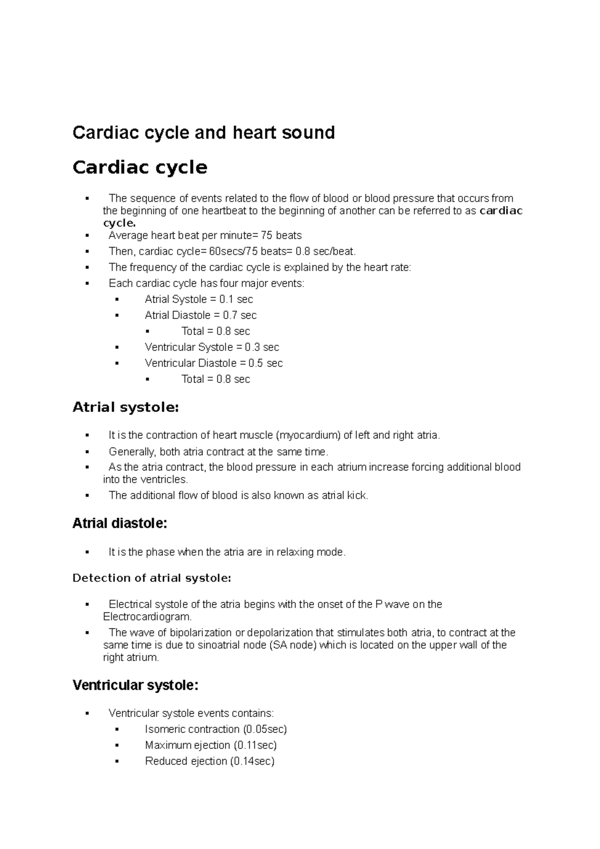 Cardiac cycle and heart sound - Cardiac cycle and heart sound Cardiac ...