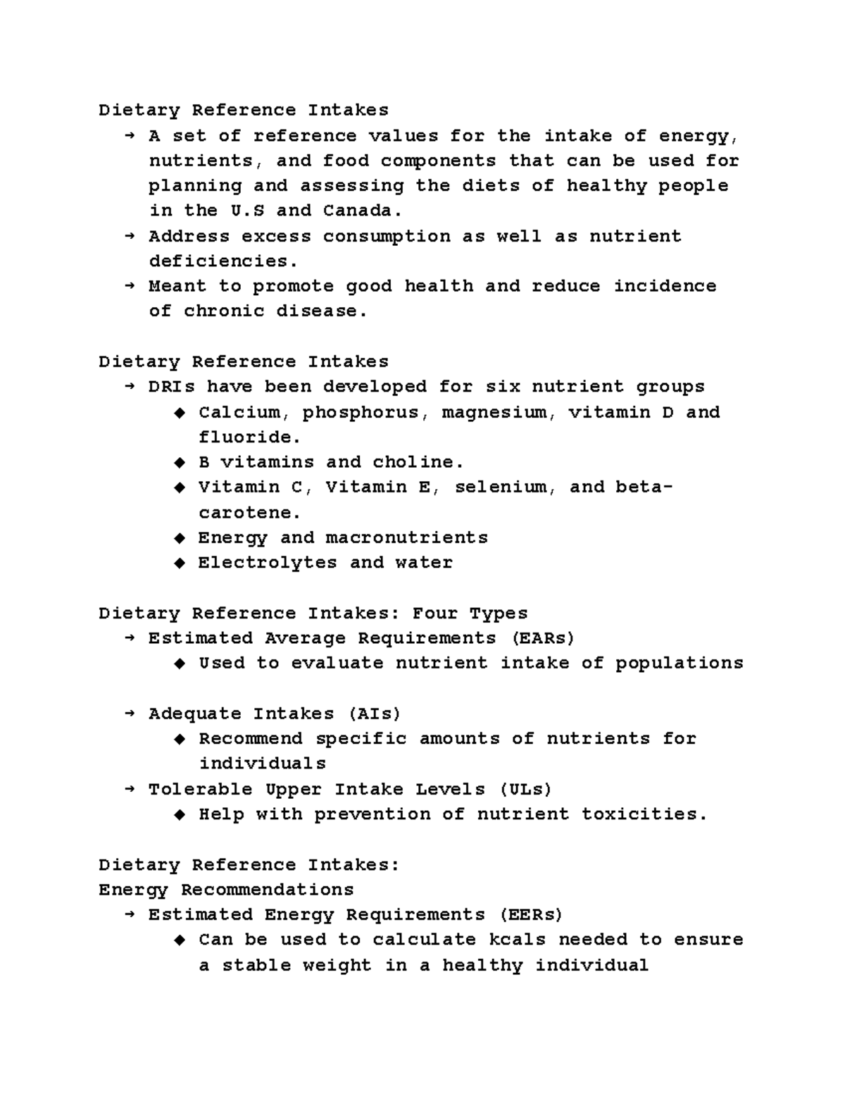 Nutrion CH2 slides 1-12 - Dietary Reference Intakes A set of reference ...