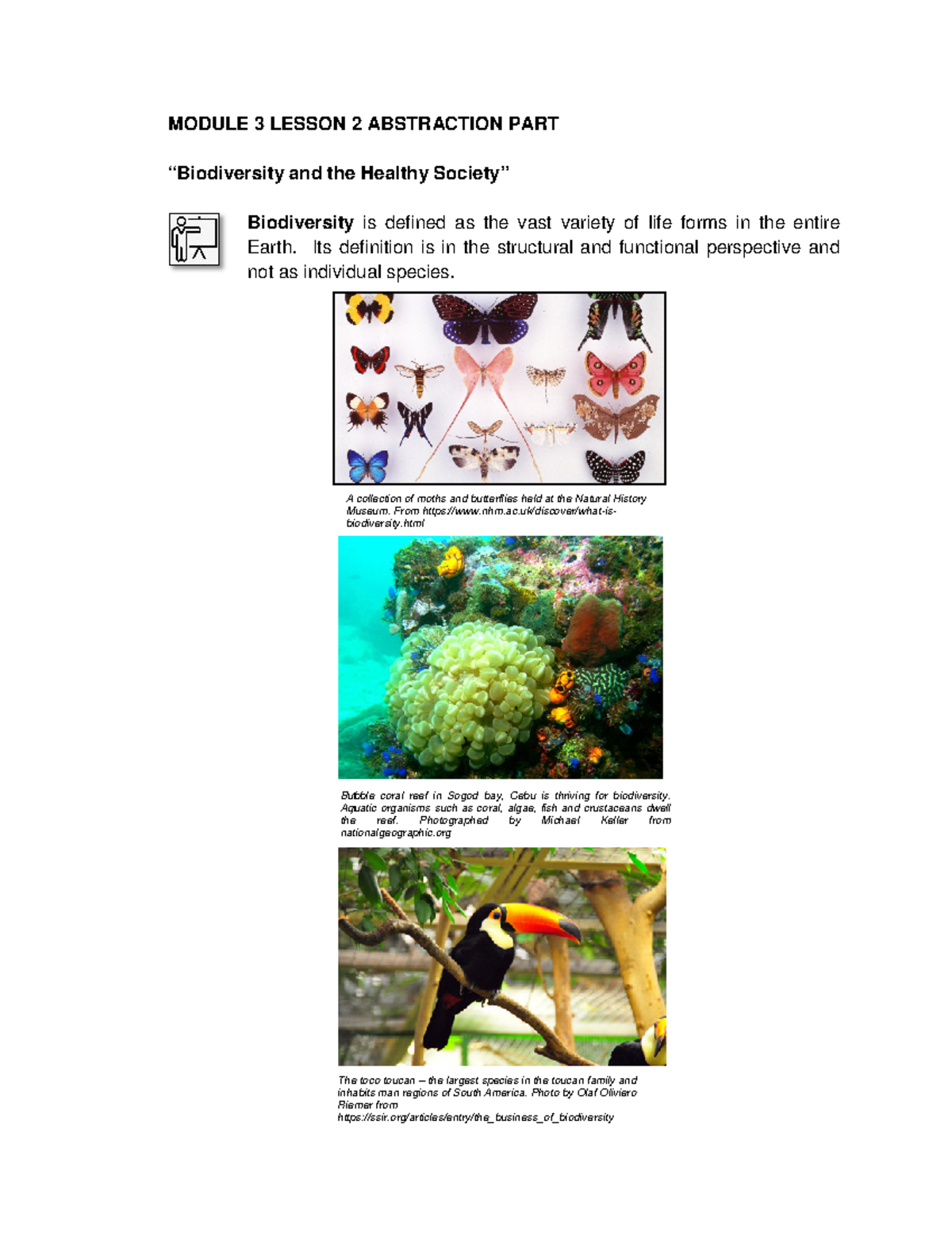 Module 3 Lesson 2 Abstraction Part STS - A cMu bio MODULE 3 LESSON 2 ...
