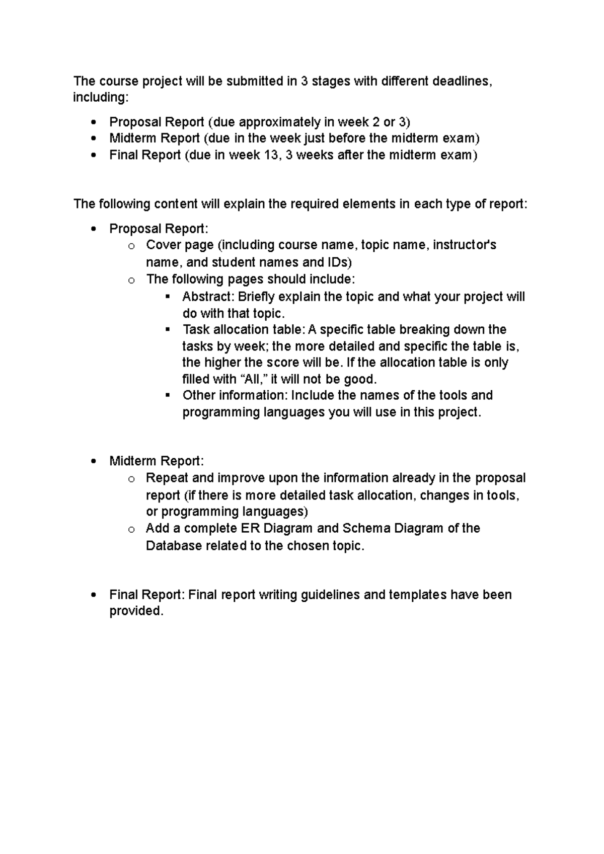 Project Submittion Guideline - The course project will be submitted in ...